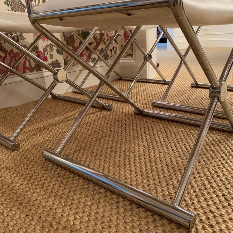 20th Century Faux Bamboo Director Chrome and Cane Chairs at 1stDibs