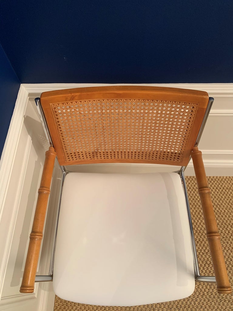 20th Century Faux Bamboo Director Chrome and Cane Chairs at 1stDibs