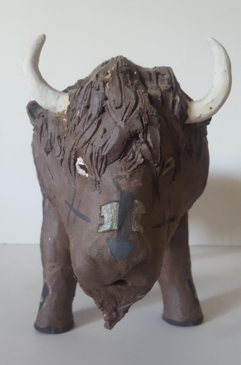 20th Century Fired-Clay Sculpture of a Buffalo, by Santa Fe Artist Gary ...
