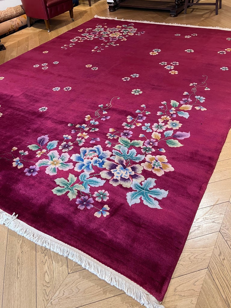 20th Century Floreal Total Pink Chinese Deco Nichols Rug No Border, ca ...