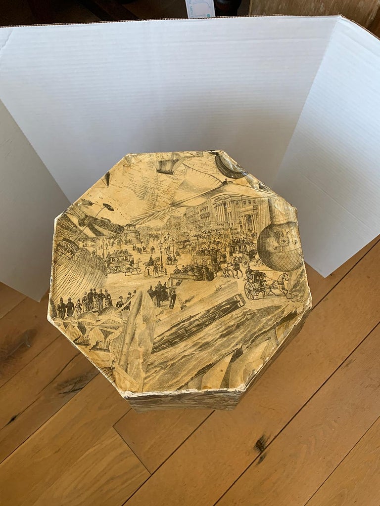 20th Century Balloon Paper Decoupage Octagonal Table For Sale at 1stDibs