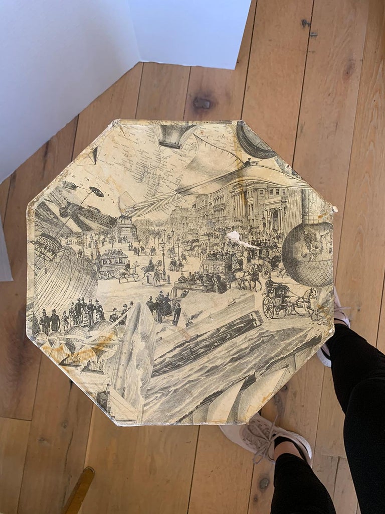 20th Century Balloon Paper Decoupage Octagonal Table For Sale at 1stDibs
