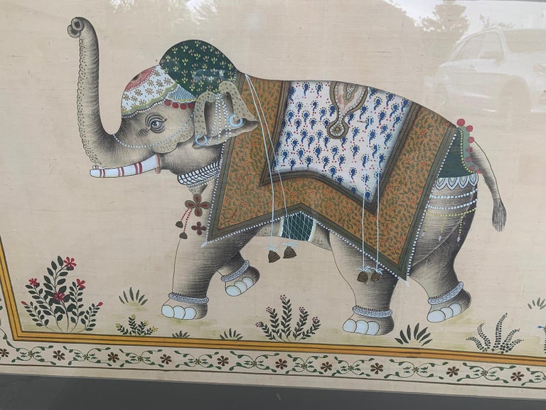 20th Century Framed Indian Ceremonial Elephant on Silk at 1stDibs