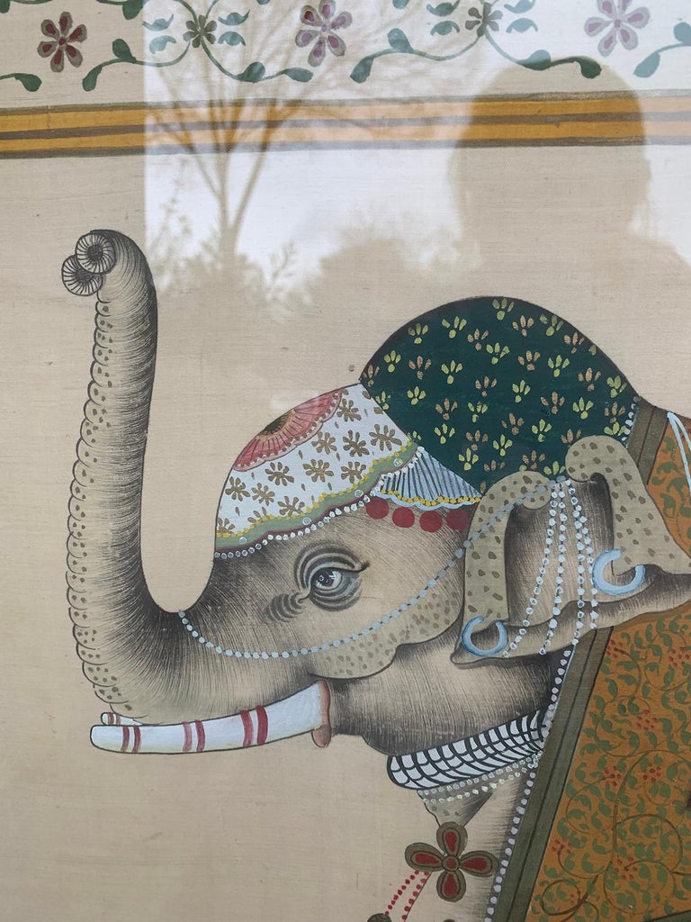 20th Century Framed Indian Ceremonial Elephant on Silk at 1stDibs