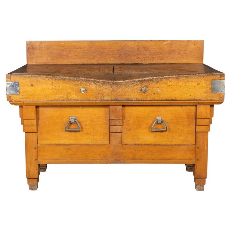 20th Century French Art Deco Solid Hornbeam Butchers Block, C.1920 For ...