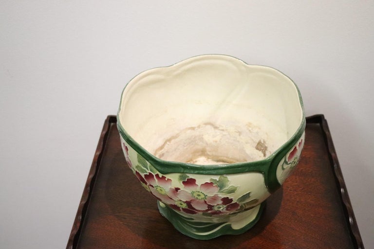 20th Century French Art Nouveau Hand Painted Ceramic Cachepot Vase ...