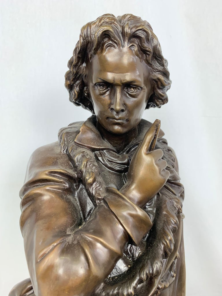 20th Century French Bronze Beethoven Sculpture on Marble Base For Sale ...