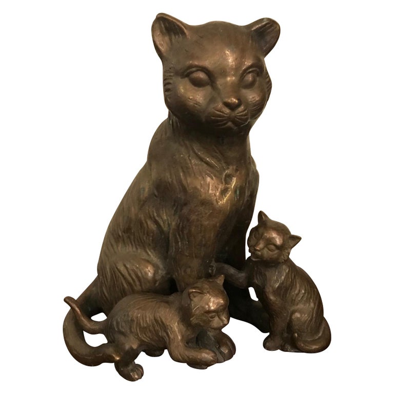 20th Century French Bronze Cats Sculpture at 1stDibs