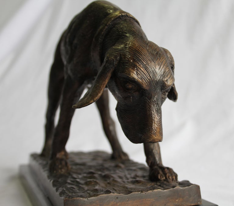 20th Century French Bronze Dog, Dark Brown Sculpture For Sale at 1stDibs