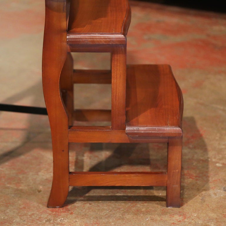 20th Century French Carved Cherry Chair Folding Step Ladder at 1stDibs