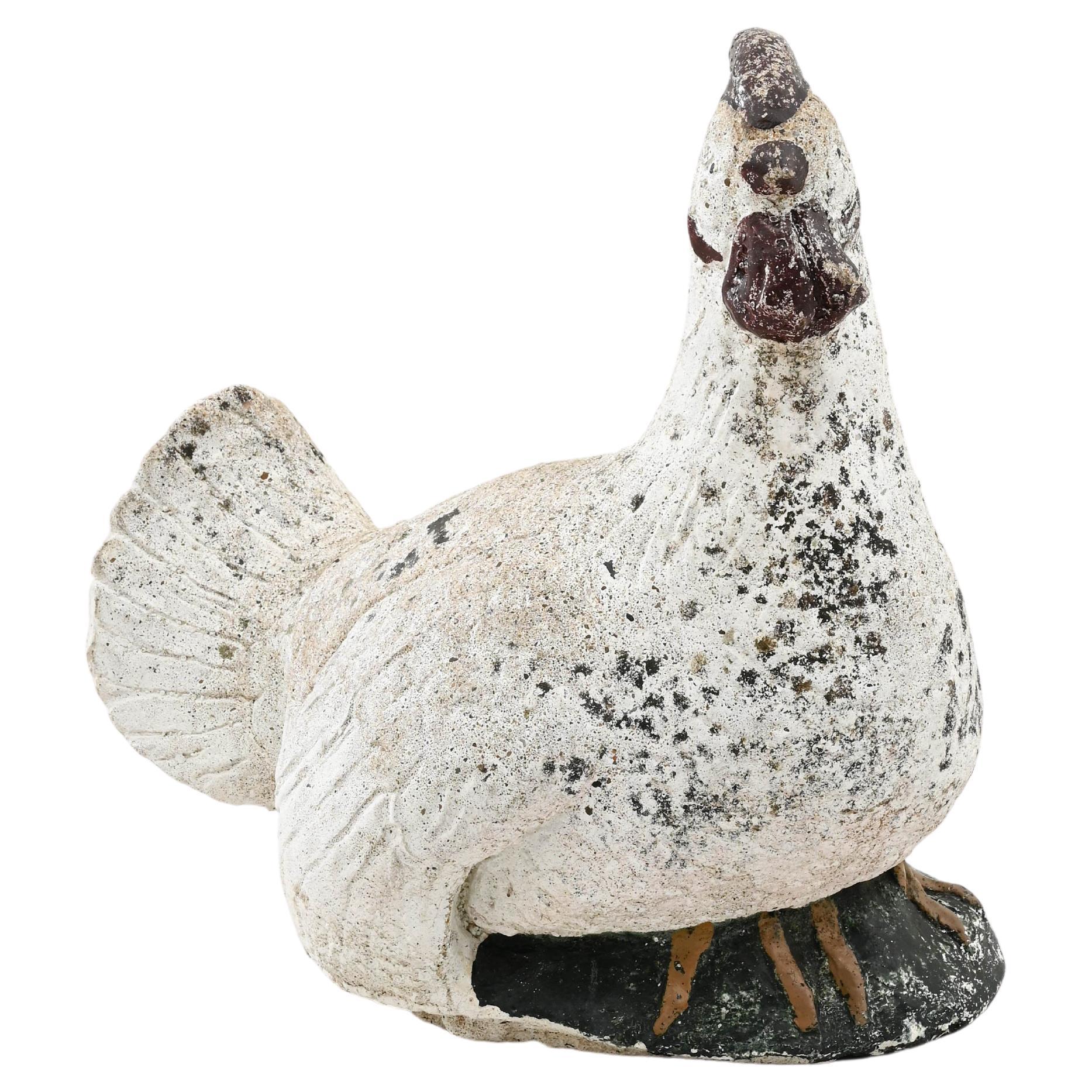 20th Century French Chicken Concrete Sculpture For Sale at 1stDibs