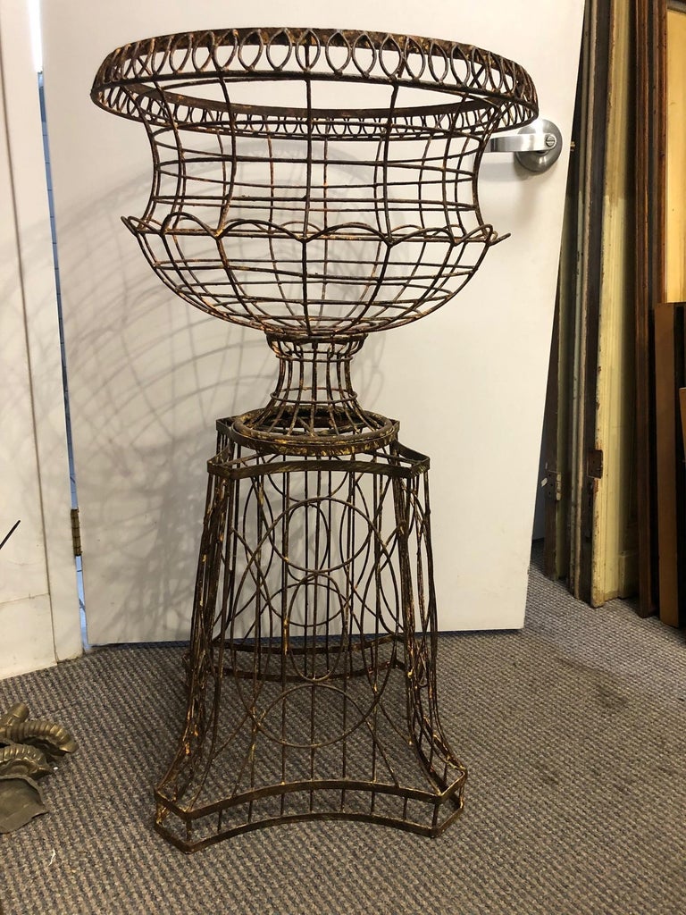 20th Century French Classical Style Wire Urn with a Rustic Painted ...