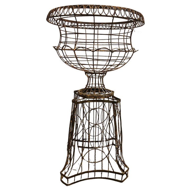 20th Century French Classical Style Wire Urn with a Rustic Painted ...