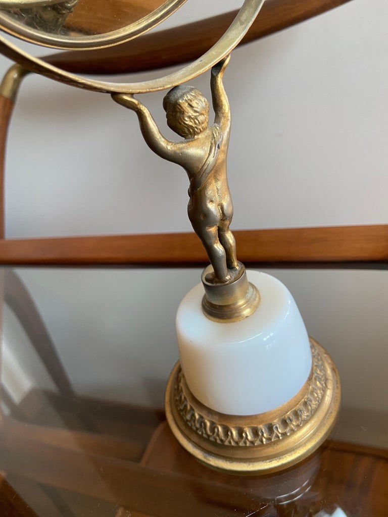 20th Century French Double Side Table Mirror in Gilded Bronze on Opalin ...