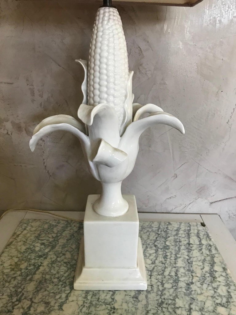 20th Century French Earthenware Corn Table Lamp, 1950s For Sale at 1stDibs