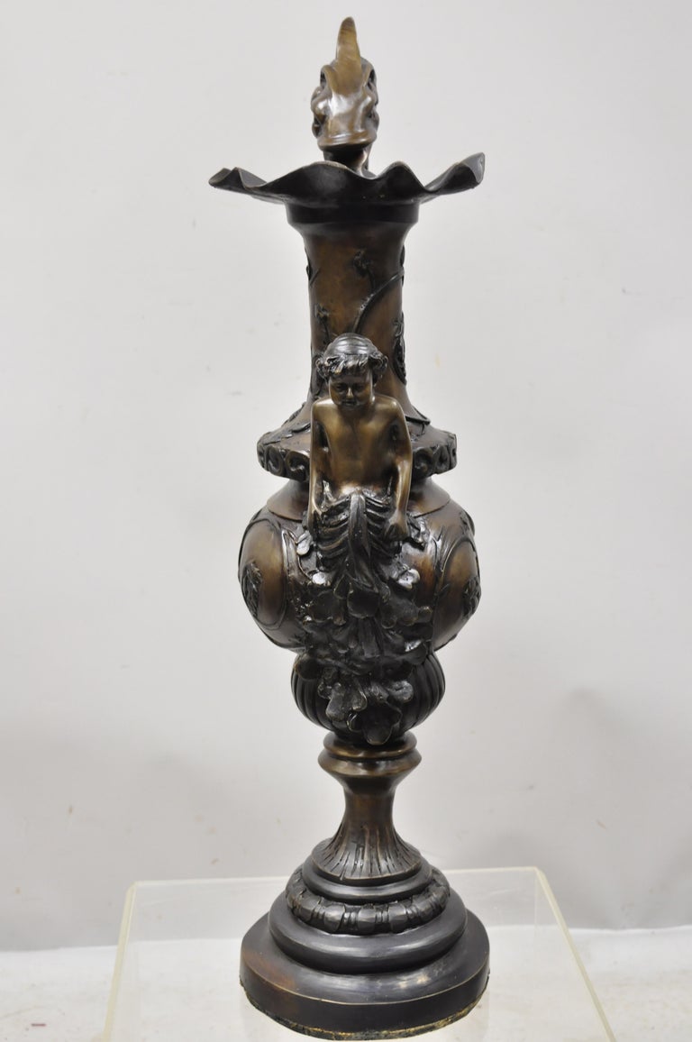 20th Century French Empire Style Large Figural Bronze Urn Ewer Vase ...