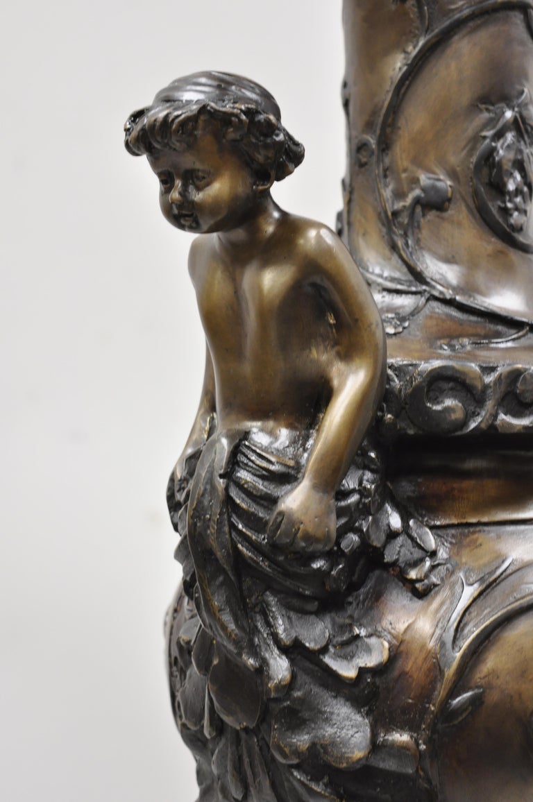20th Century French Empire Style Large Figural Bronze Urn Ewer Vase ...