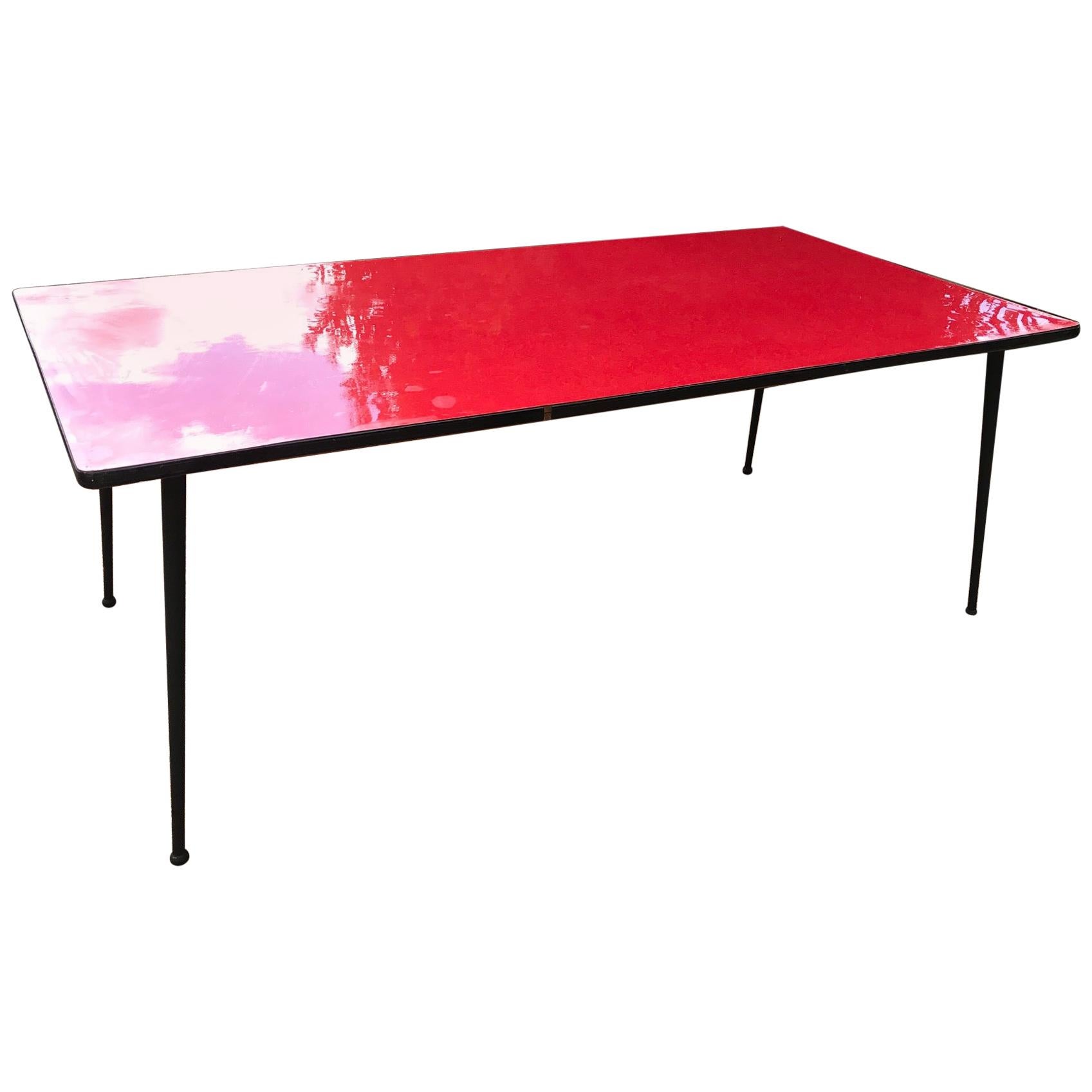20th century French Formica Large Red Table, 1970s at 1stDibs