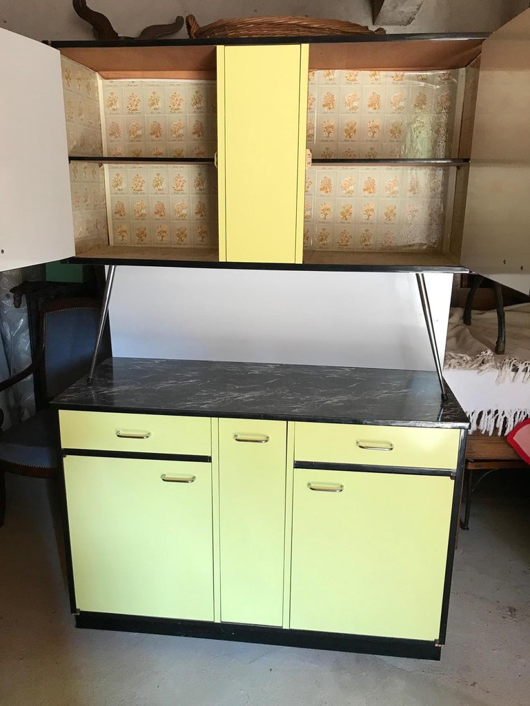 20th Century French Formica Yellow Kitchen Buffet, 1970s at 1stDibs