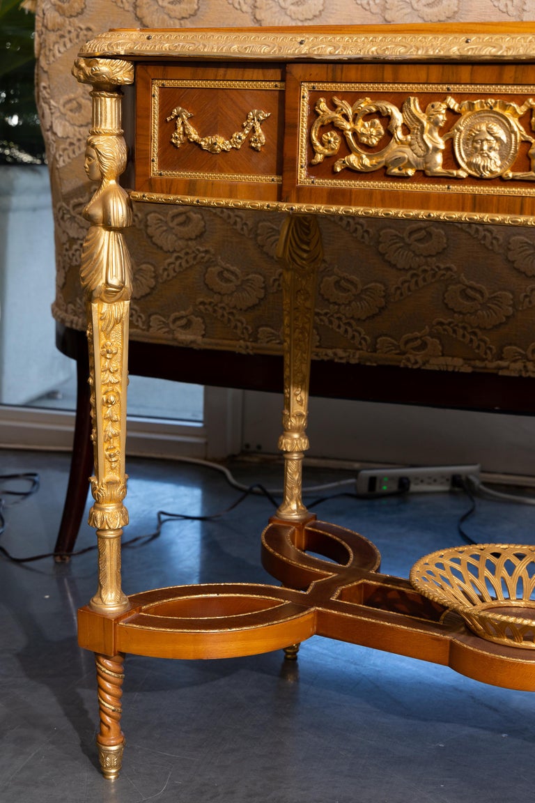 20th Century French Gilt Bronze Marquetry Table For Sale at 1stDibs