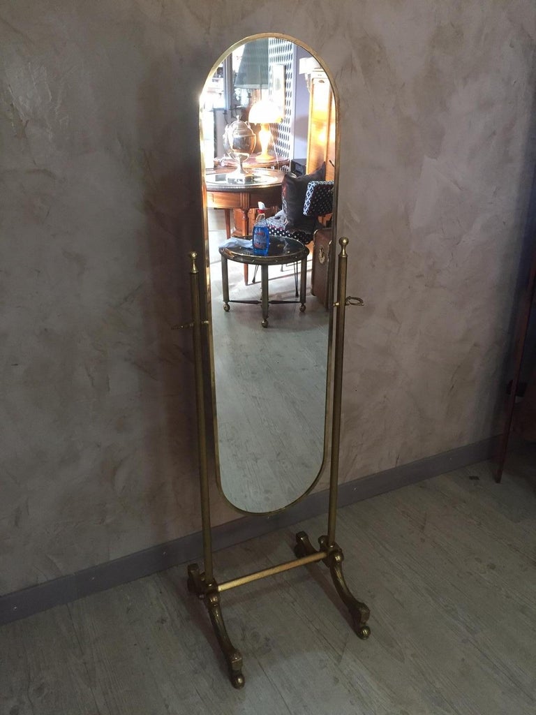 20th Century French Gilted Brass "Psyche" Mirror, 1950s at 1stDibs