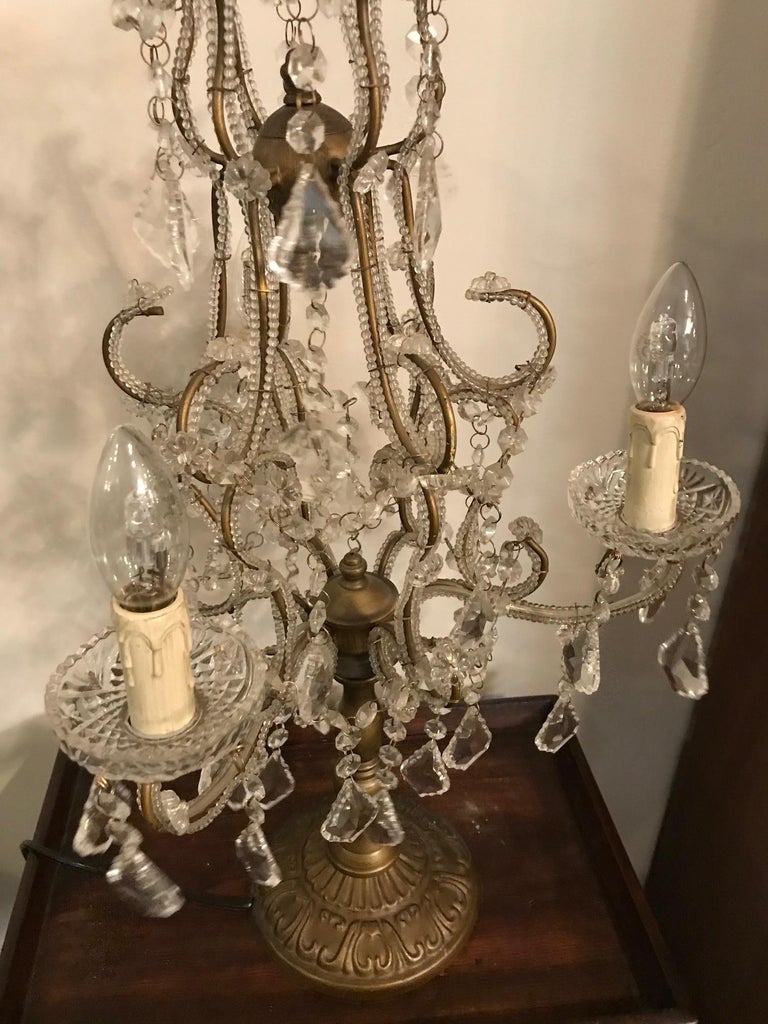 20th Century French Glass and Brass Table Lamp, 1940s For Sale at 1stDibs