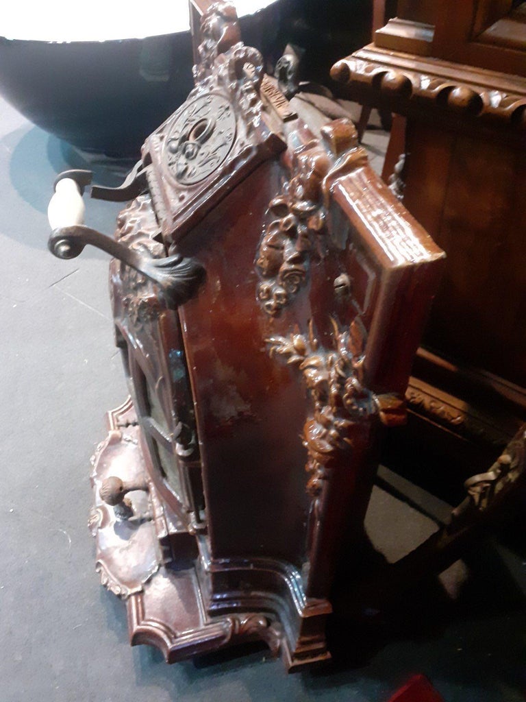 20th Century French Godin Wood Stove in Carmine Ceramic and Great ...