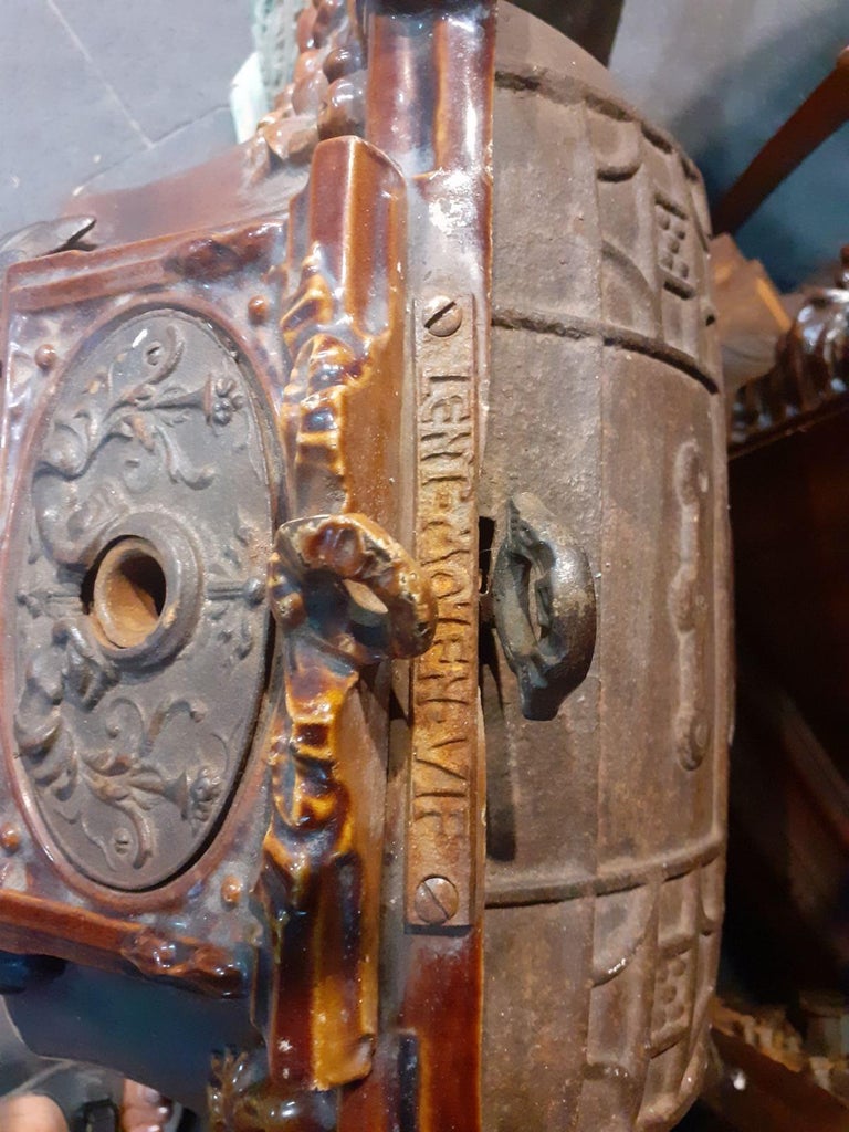 20th Century French Godin Wood Stove in Carmine Ceramic and Great ...