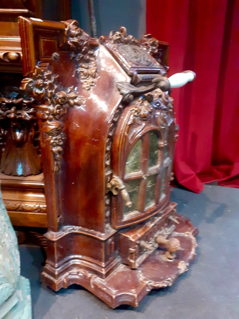 20th Century French Godin Wood Stove in Carmine Ceramic and Great ...