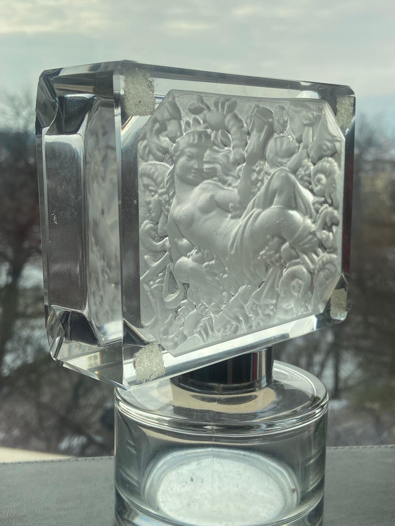 20th Century French Hand Carved Crystal Ashtray with Woman Figure ...