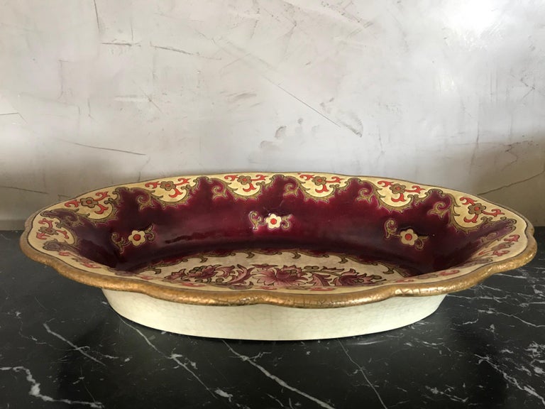 20th Century French Longwy Faience and Gold Nets Plate, 1955 For Sale ...