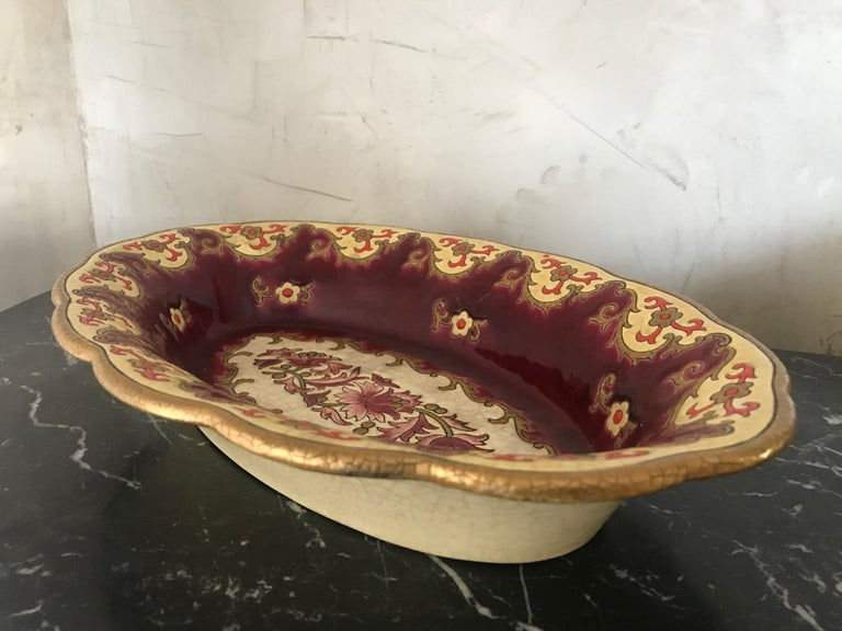20th Century French Longwy Faience and Gold Nets Plate, 1955 For Sale ...