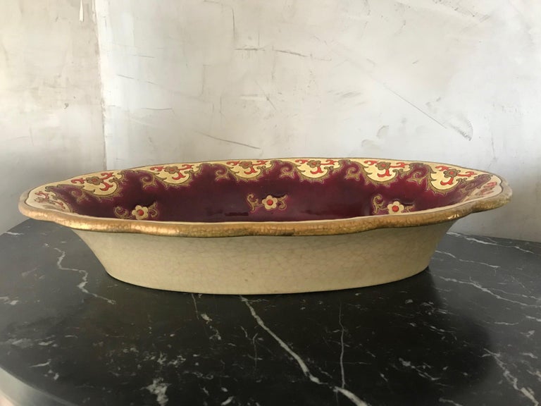 20th Century French Longwy Faience and Gold Nets Plate, 1955 For Sale ...