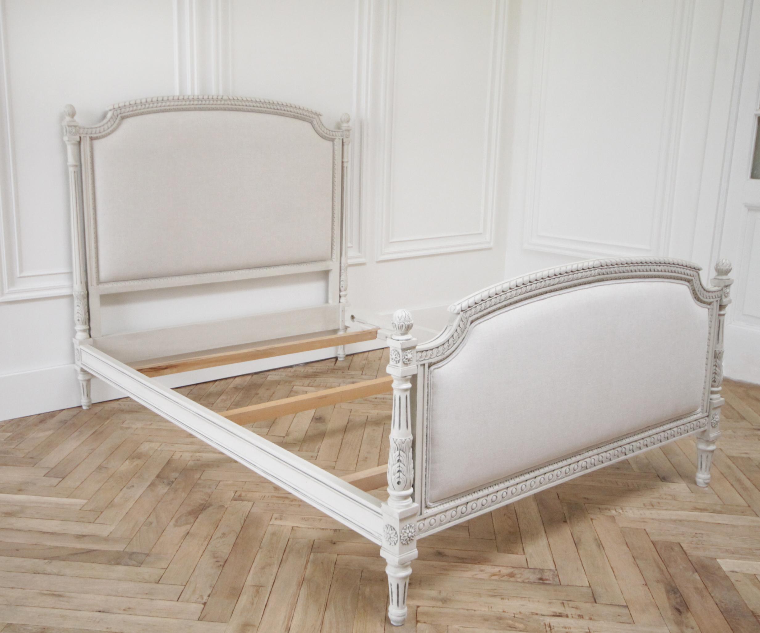 20th Century French Louis XVI Style Painted and Upholstered Full Size ...