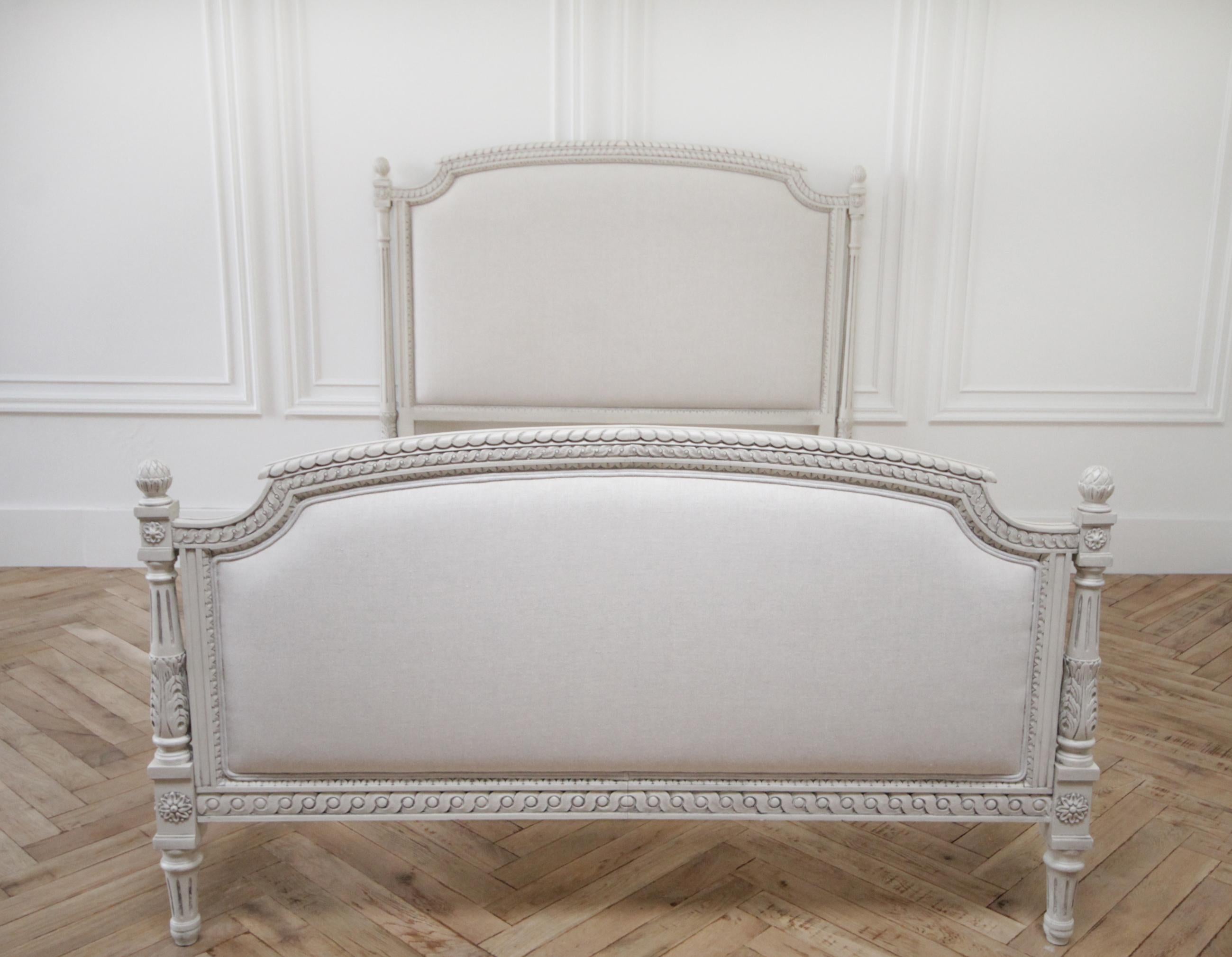 20th Century French Louis XVI Style Painted and Upholstered Full Size ...