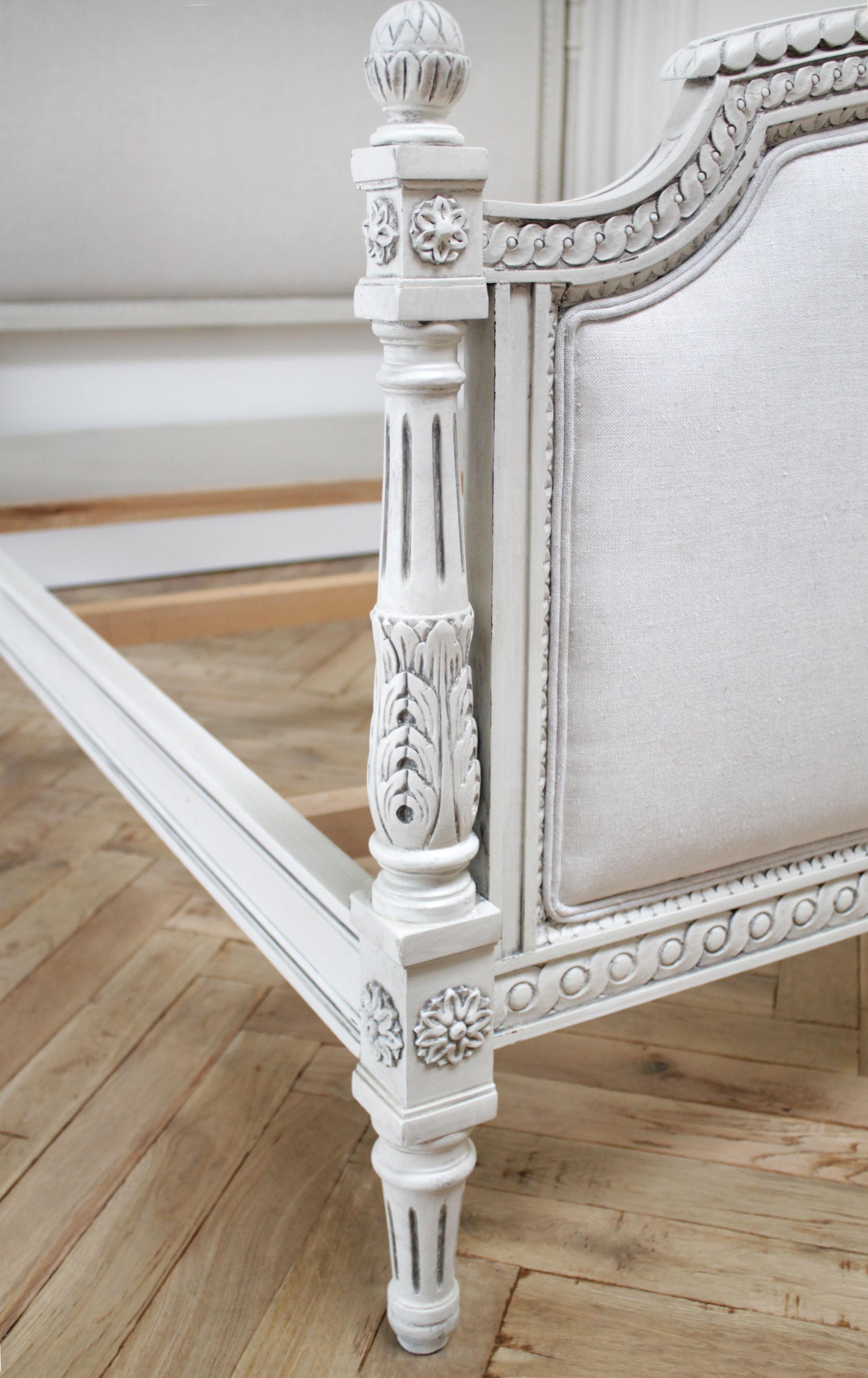 20th Century French Louis XVI Style Painted and Upholstered Full Size ...