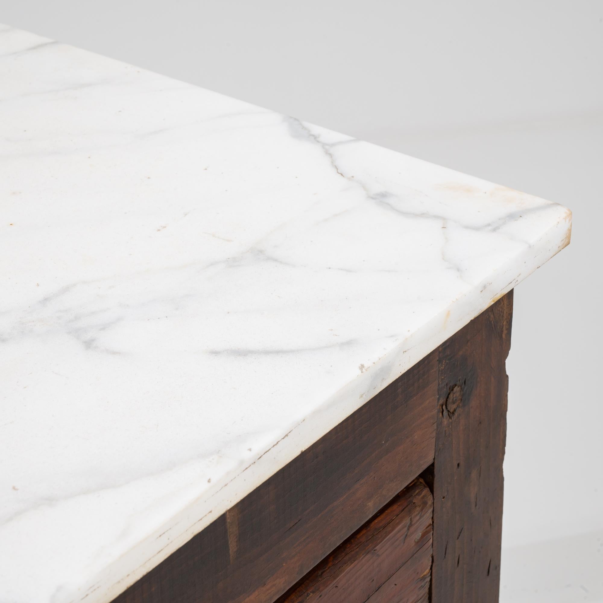 20th Century French Marble Top Wooden Work Table at 1stDibs