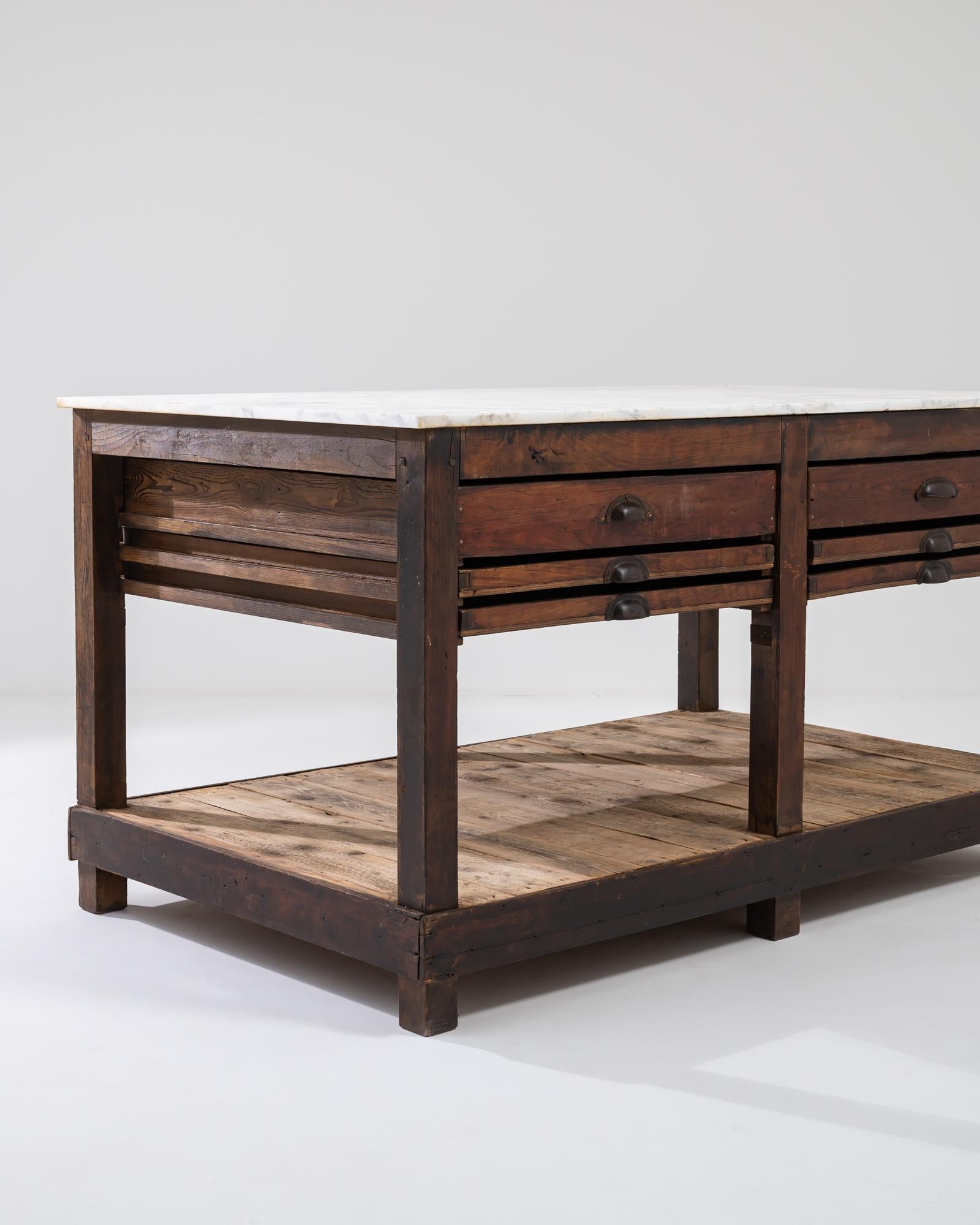 20th Century French Marble Top Wooden Work Table at 1stDibs