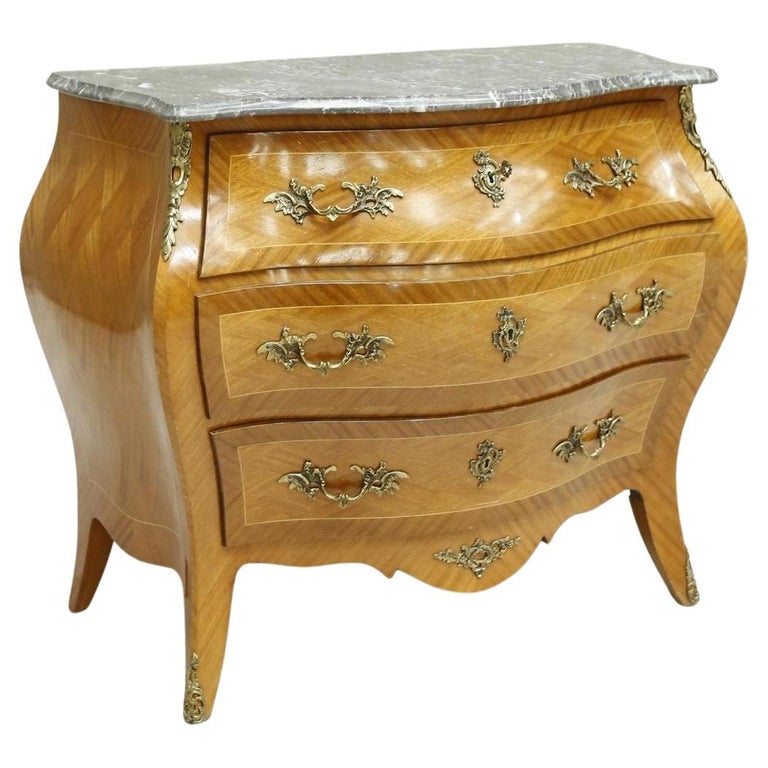 20th Century French Marble Topped Bombe Chest, Grey For Sale at 1stDibs