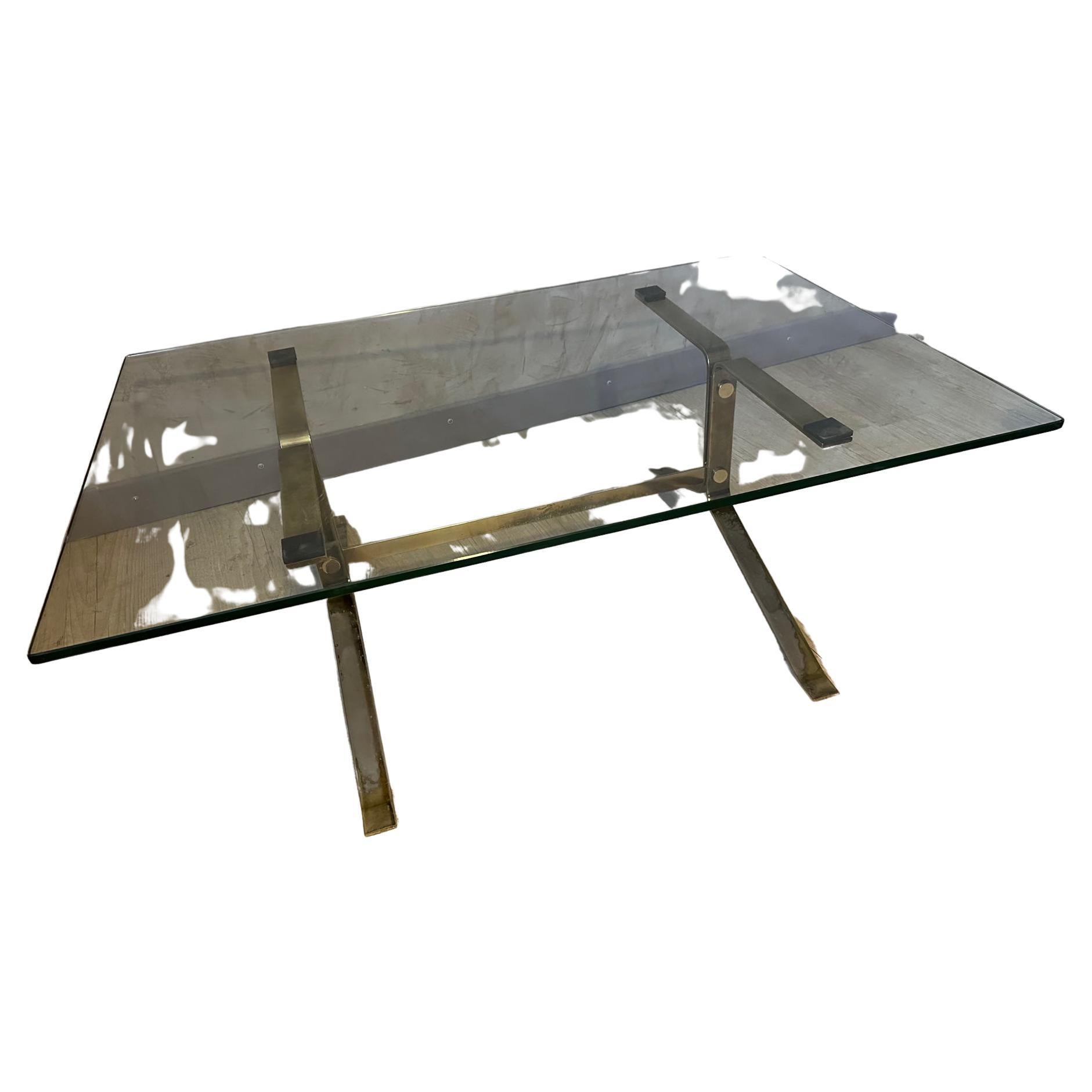 French Designer, Coffee Table, Metal, Glass, France 1970s For Sale at ...