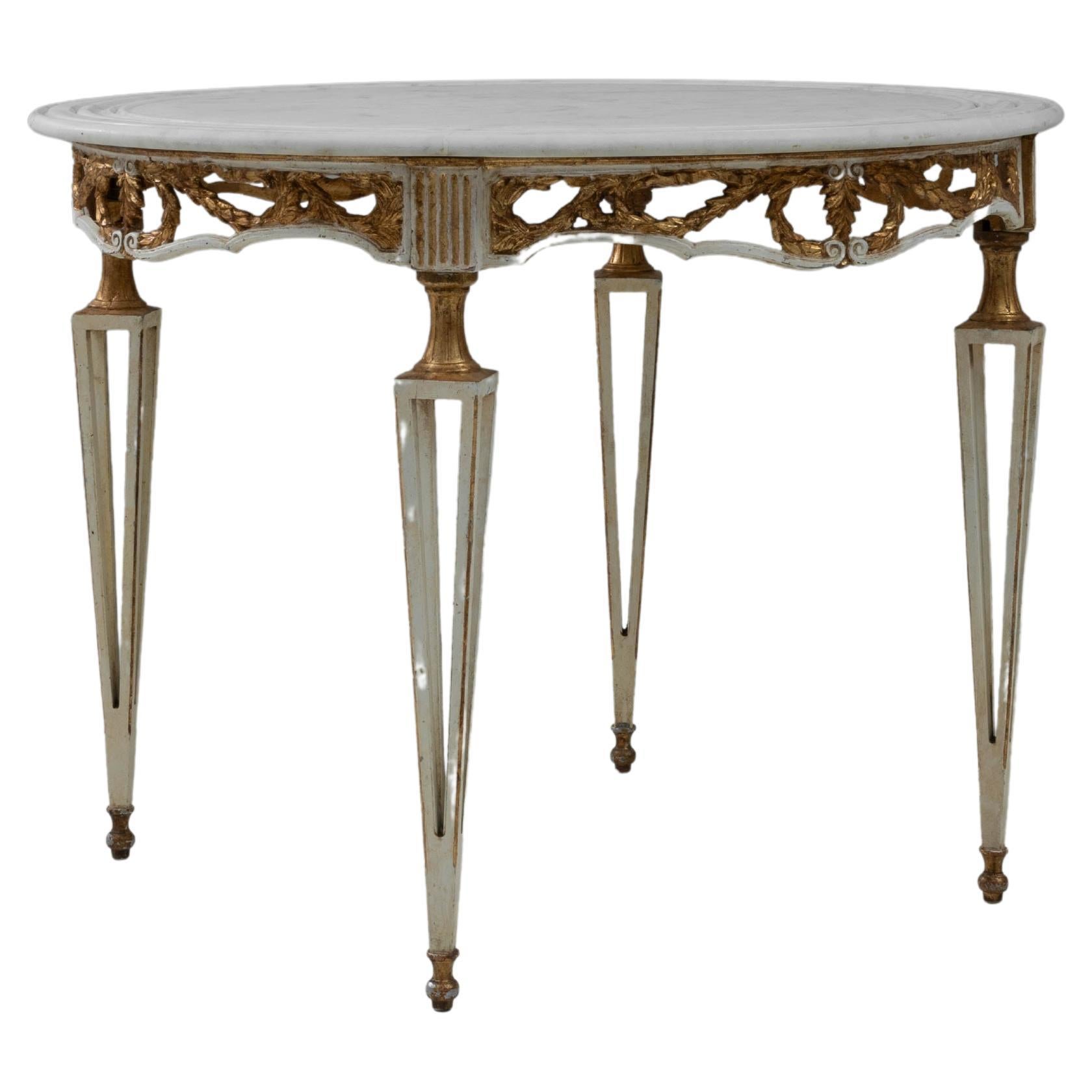 20th Century French Metal Dining Table With Marble Top For Sale at 1stDibs