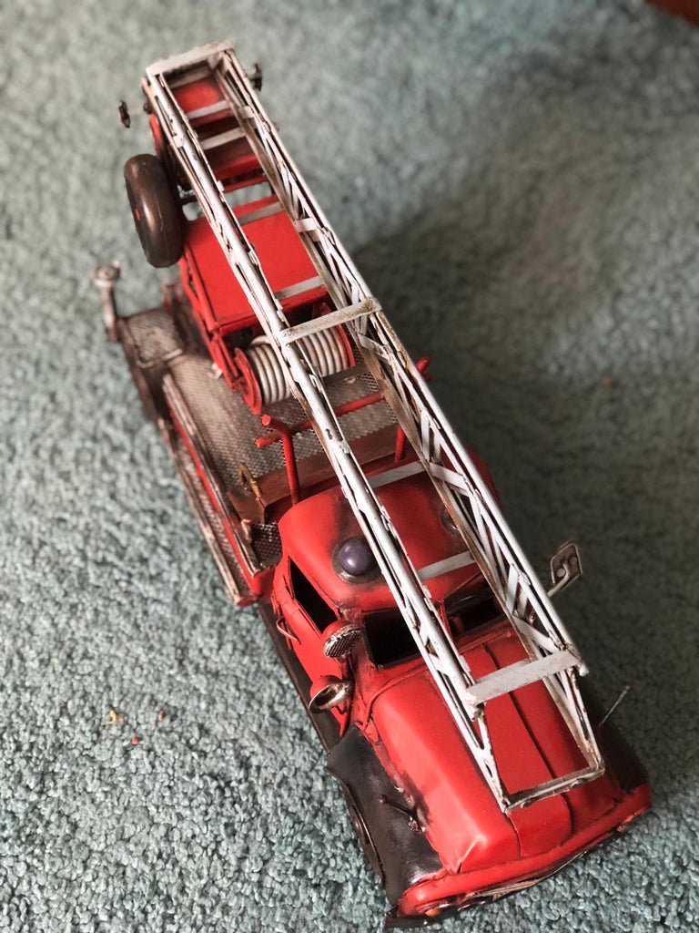 20th Century French Metal Model of a Red Toy Fire Truck at 1stDibs