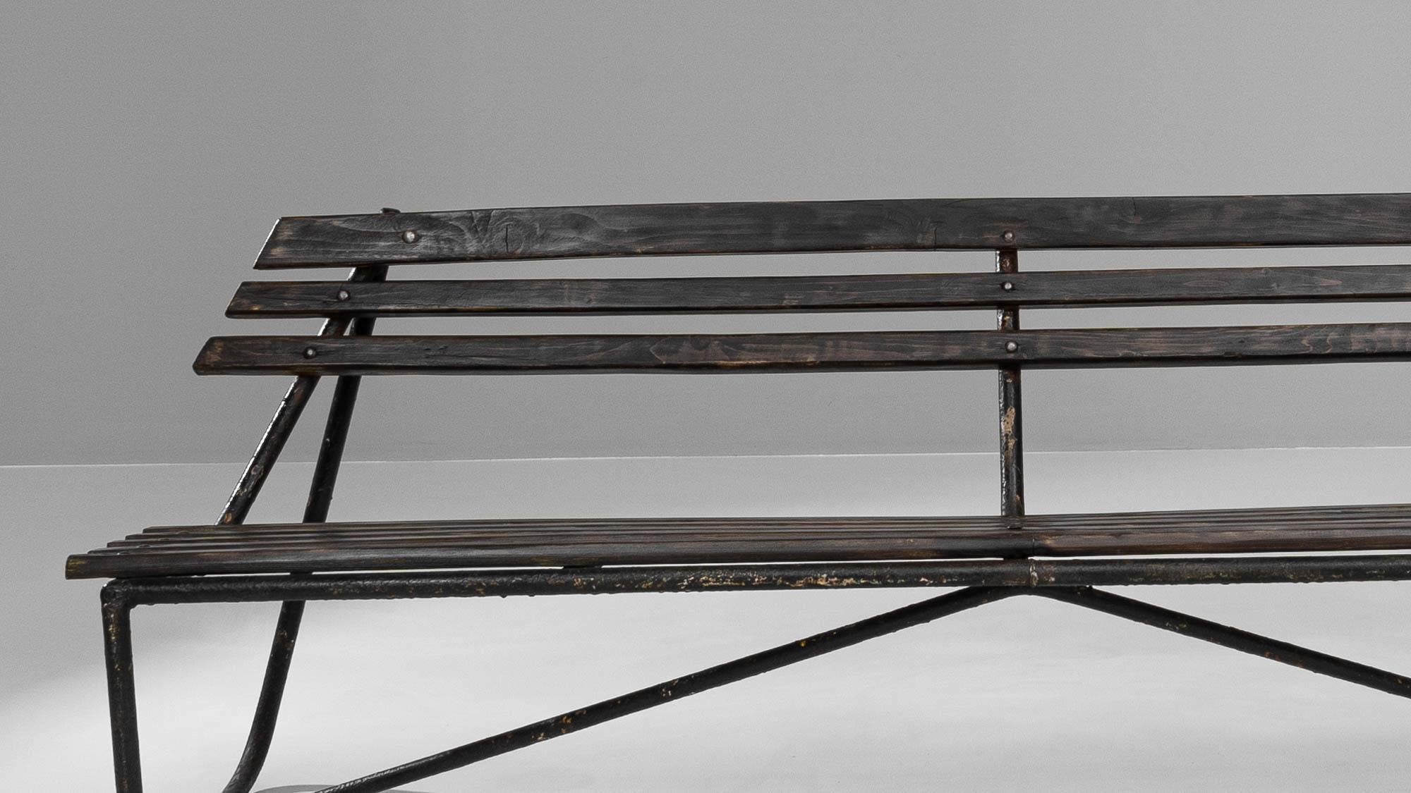 20th Century French Metal and Wooden Bench For Sale at 1stDibs