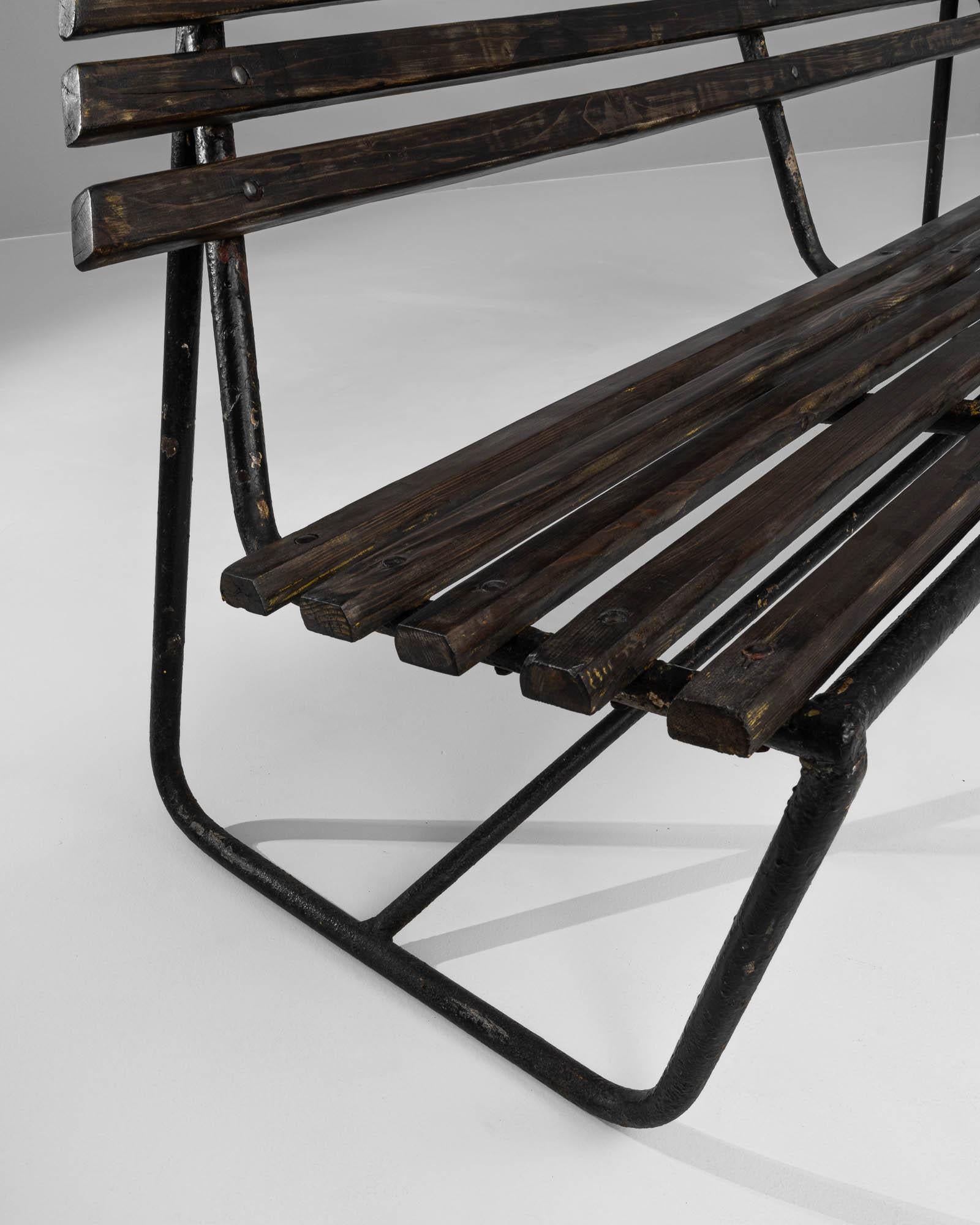 20th Century French Metal and Wooden Bench For Sale at 1stDibs