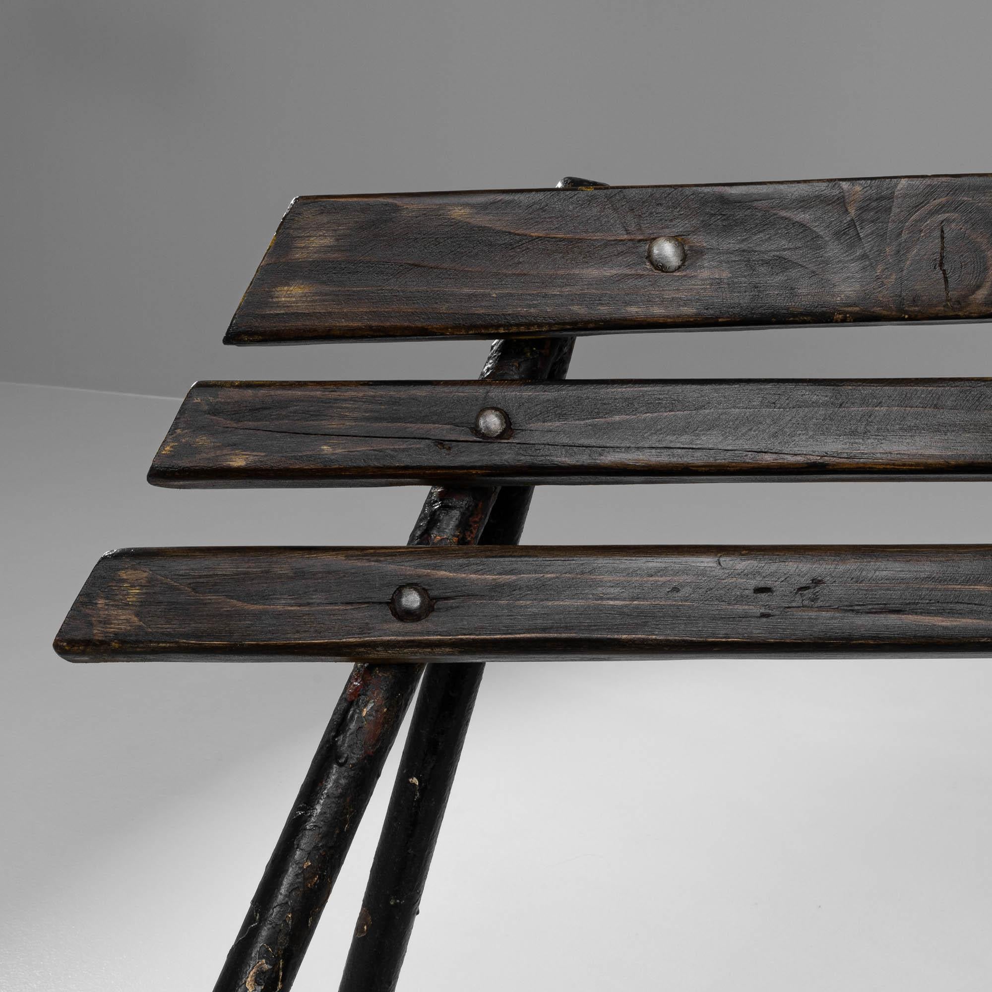 20th Century French Metal and Wooden Bench For Sale at 1stDibs