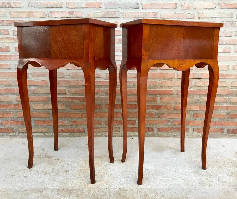 20th Century French Nightstands with Two Drawer and Cabriole Legs, Set ...