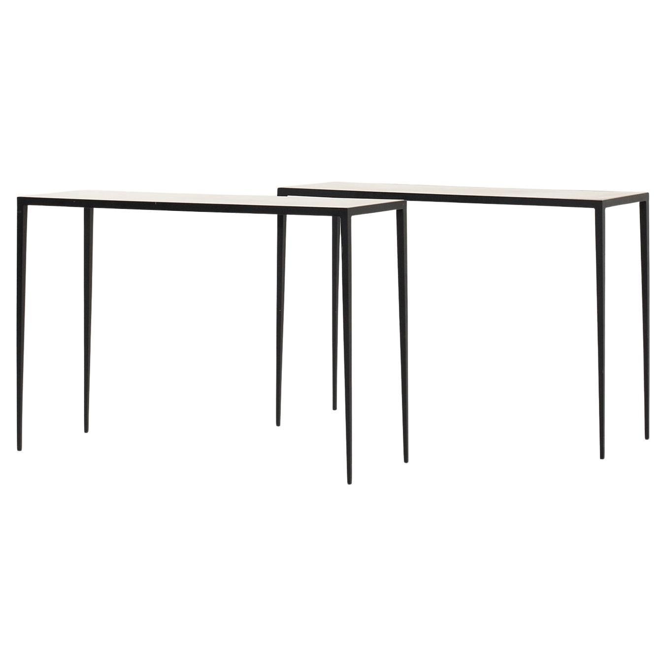 20th Century French Pair of Metal Console Tables Attributed to Jean ...