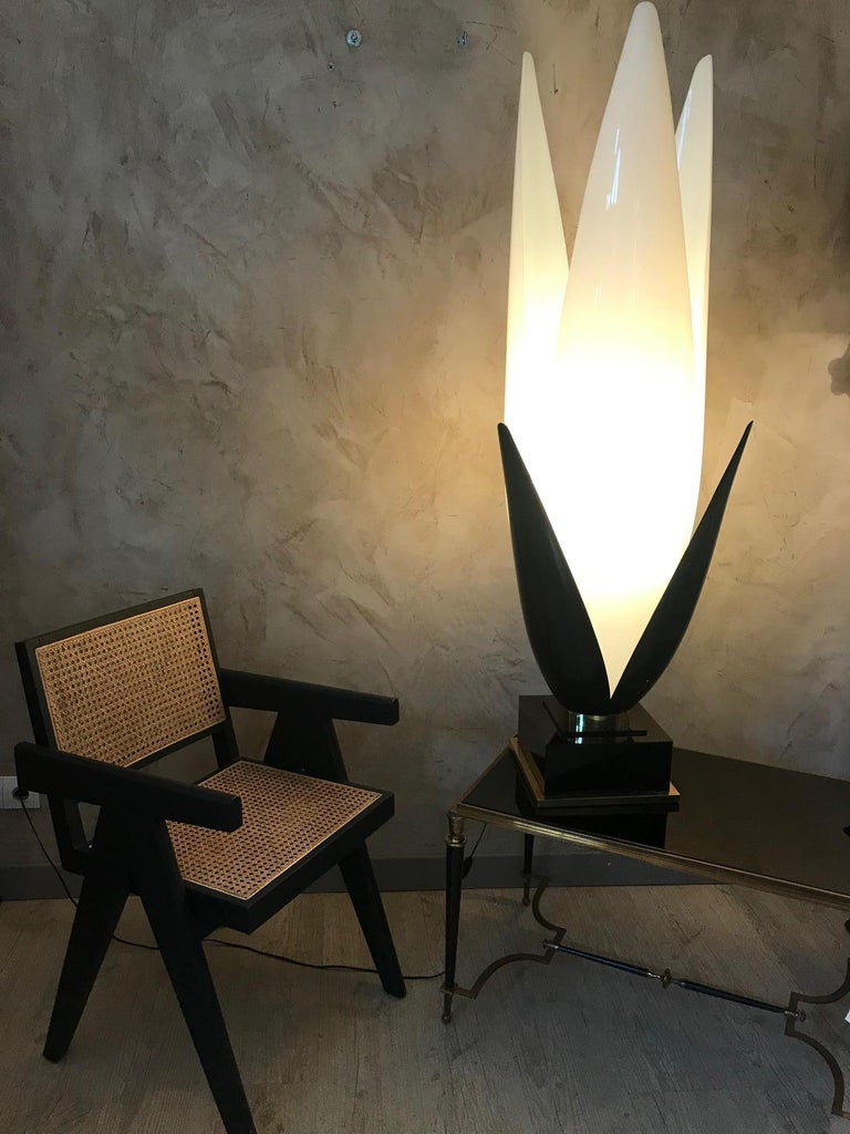 20th Century French Roger Rougier Plexiglass and Brass Lamp Floor ...