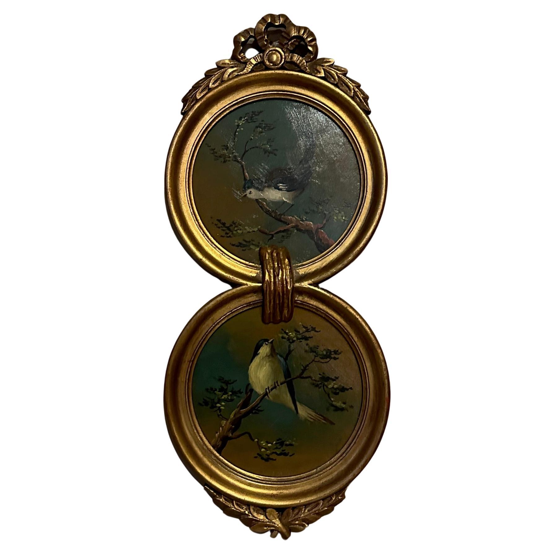 20th century French Romantique Bird Painting, 1950s For Sale at 1stDibs