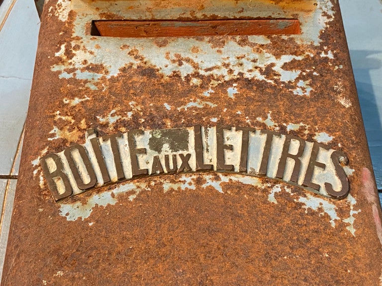 20th Century French Rusty Metal Blue Post Box For Sale at 1stDibs